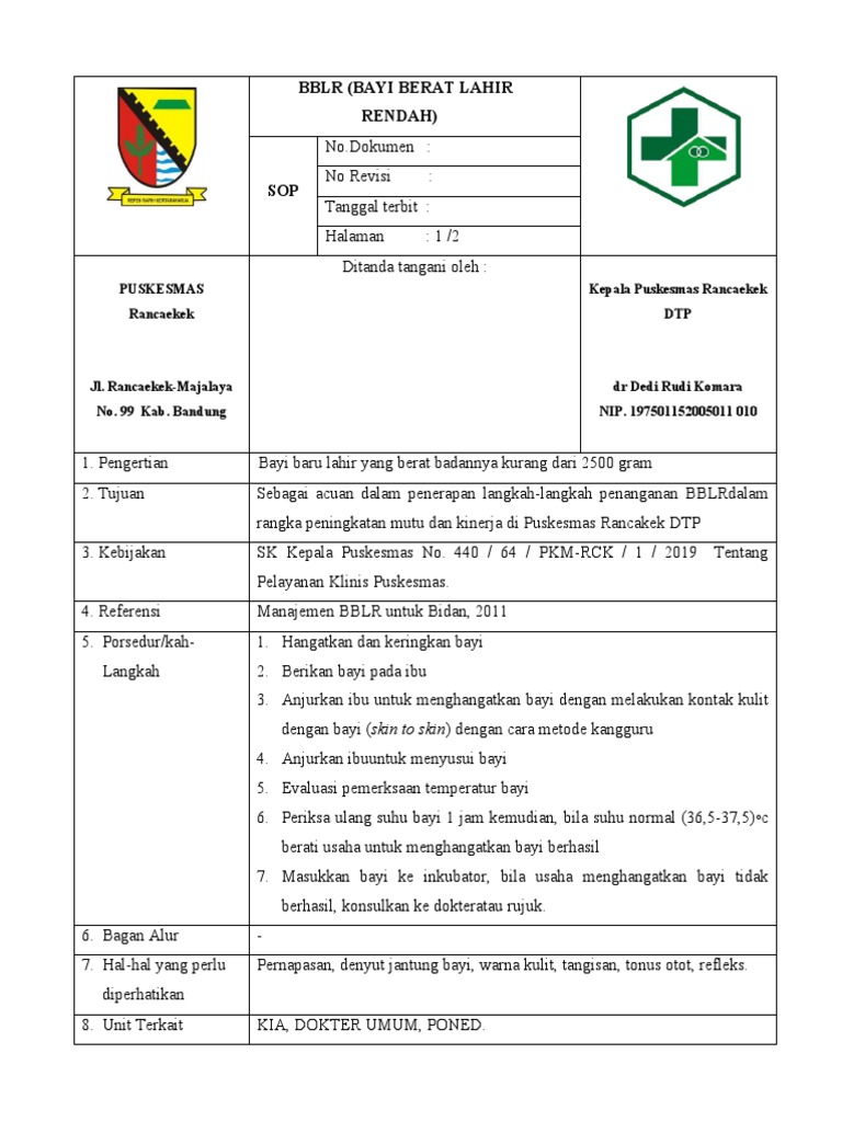 Sop BBLR | PDF | Kesehatan Holistik