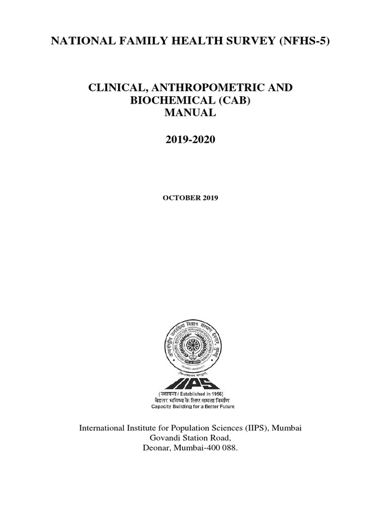 Nfhs-5 Cab Manual - Eng Clinical Anthropometric Biomarkers | PDF | Body ...