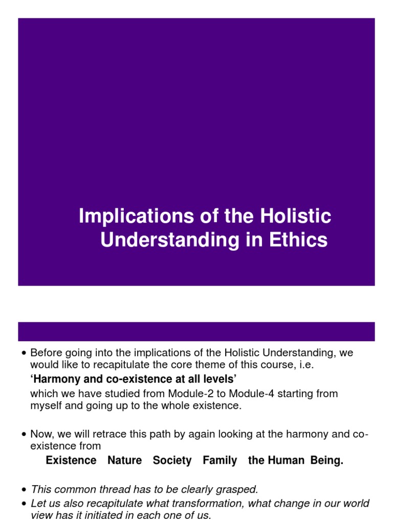 MODULE-05 =Implications of the Holistic Understanding in Ethics | PDF
