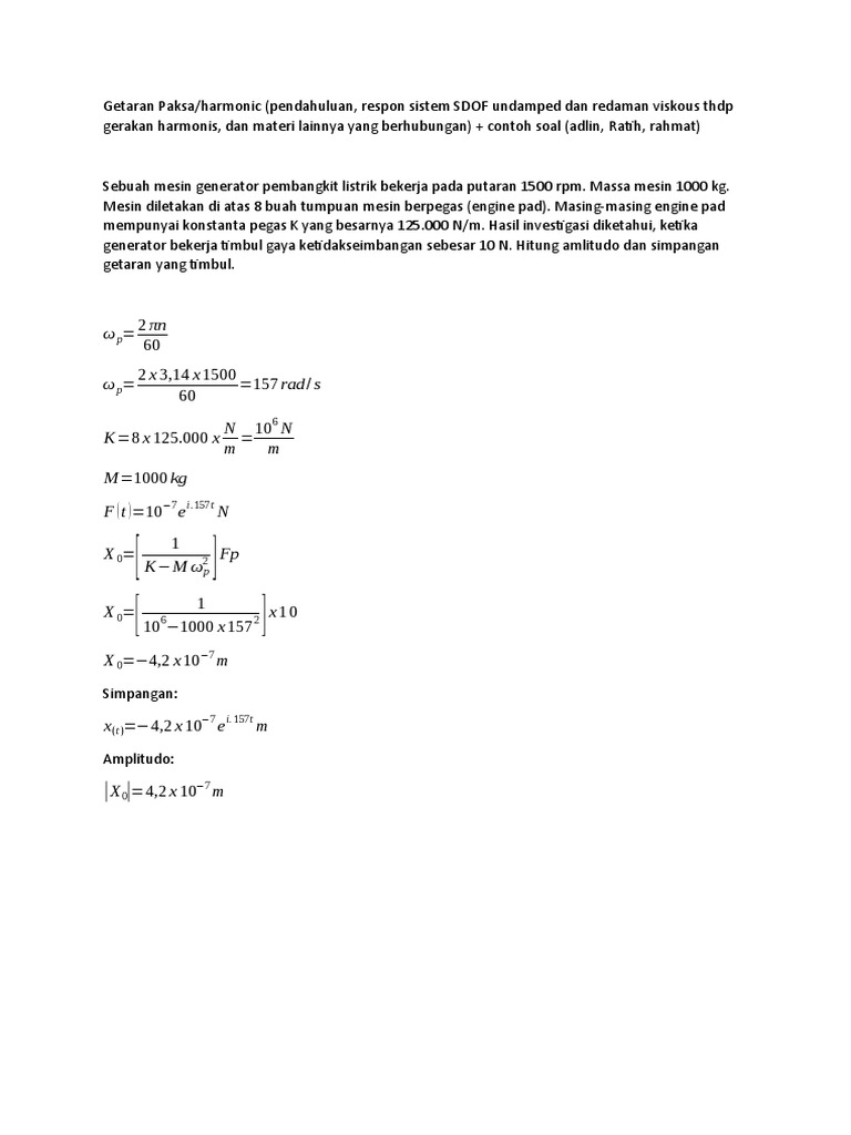 Amplitudo Getaran Mesin Generator | PDF | Metode & Bahan Ajar