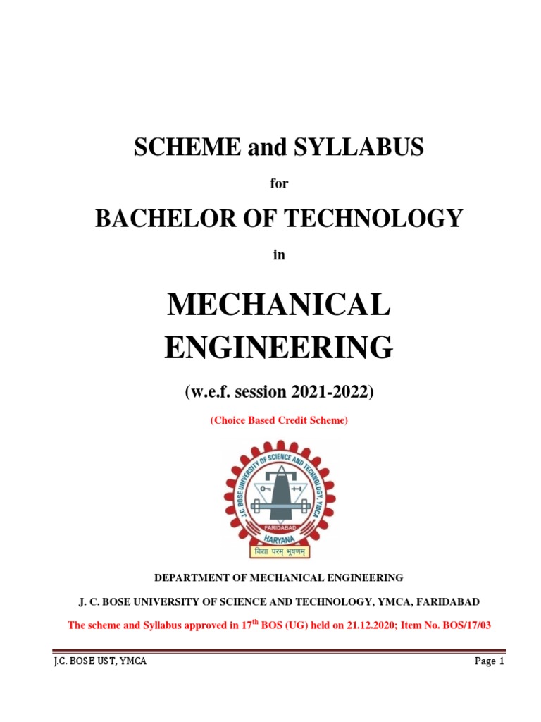 B Tech ME Scheme and Syllabus 2021-22 | PDF | Engineering | Mechanical Engineering