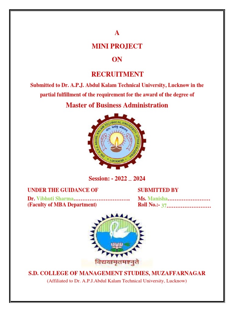 Mini Project MBA | PDF | Master Of Business Administration