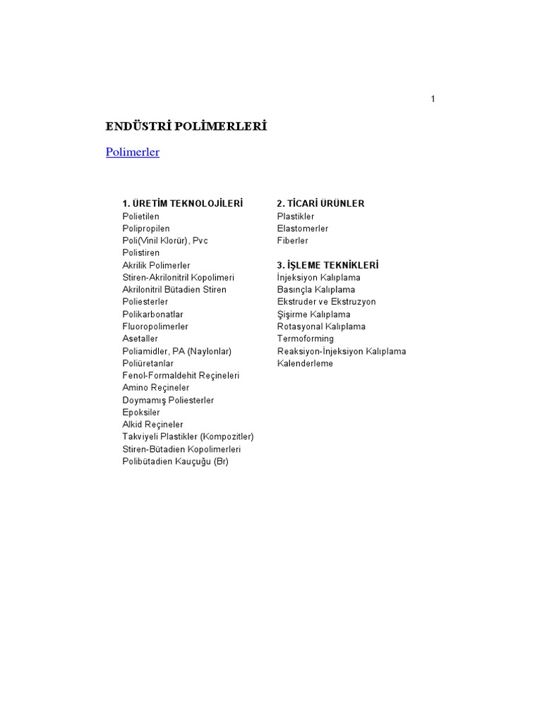 Endustriyel Polimerleri | PDF