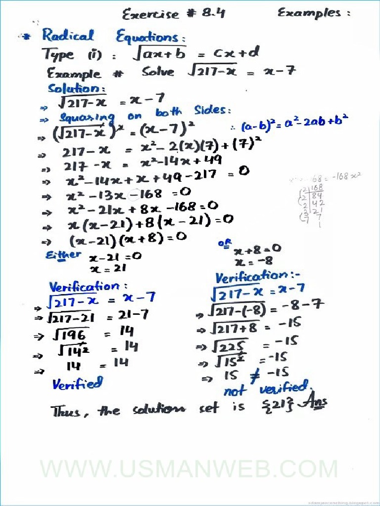 9th Math Ex 8.4 Notes Sindh Board | PDF