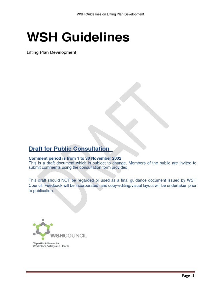 Draft WSH Guidelines On Lifting Plan Development | PDF | Crane (Machine)