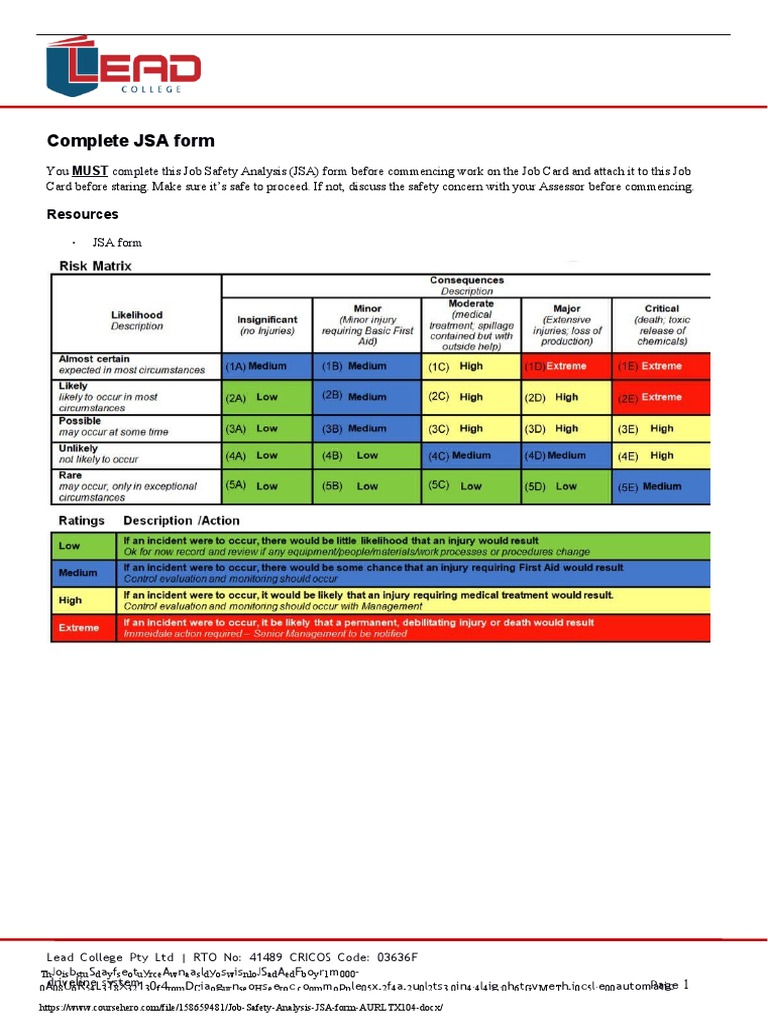 Job Safety Analysis Guide | PDF | Personal Protective Equipment | Hazards