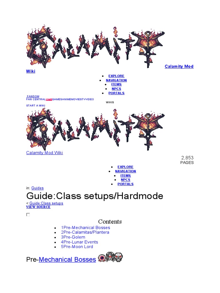 Class Setup Hardmode Calamity | PDF