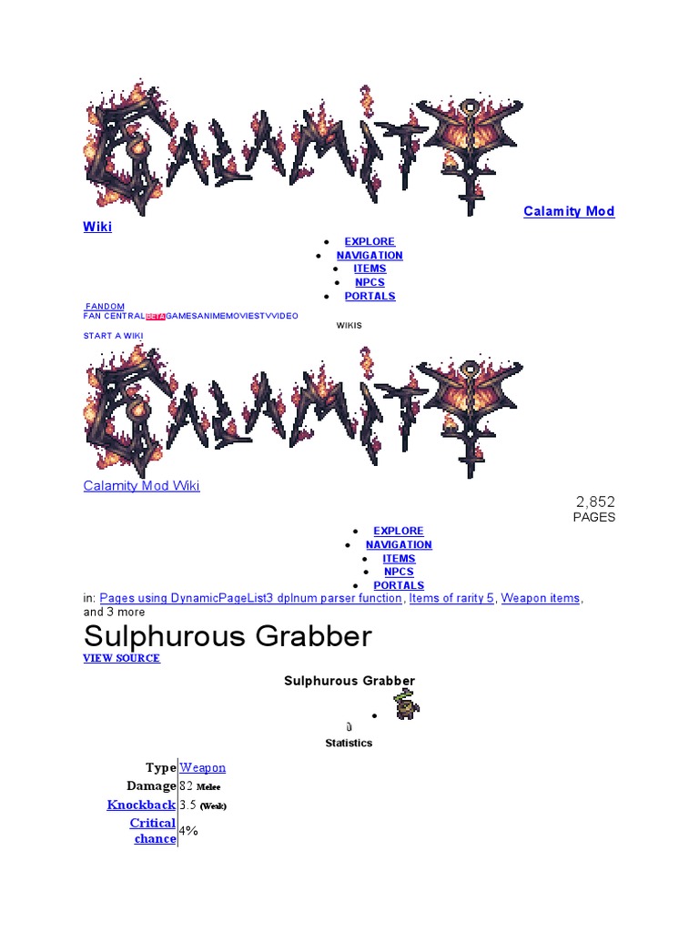 Sulphurus Grabber Calamity | PDF | Melee Weapons