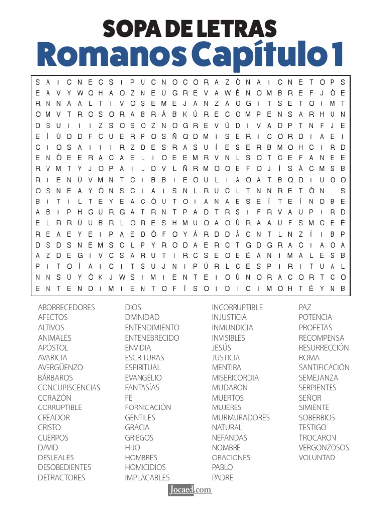 Sopa de Letras: Romanos 1 Bíblico | PDF | Cristo (título) | Resurrección