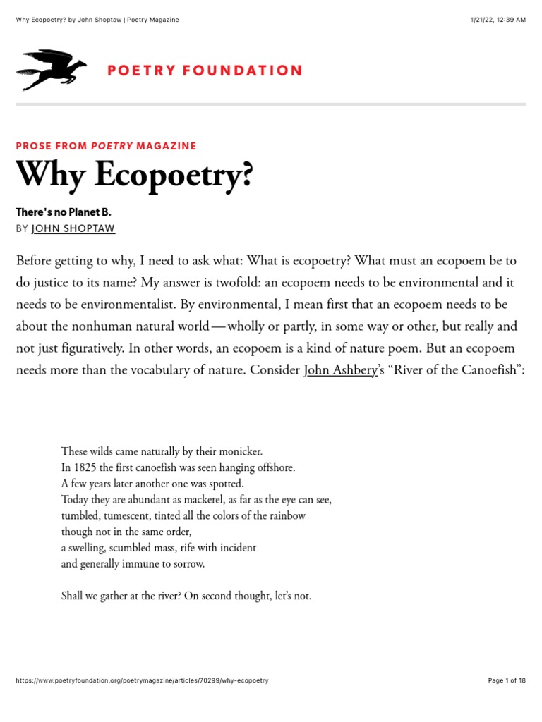 Understanding Ecopoetry by John Shoptaw | PDF | Poetry