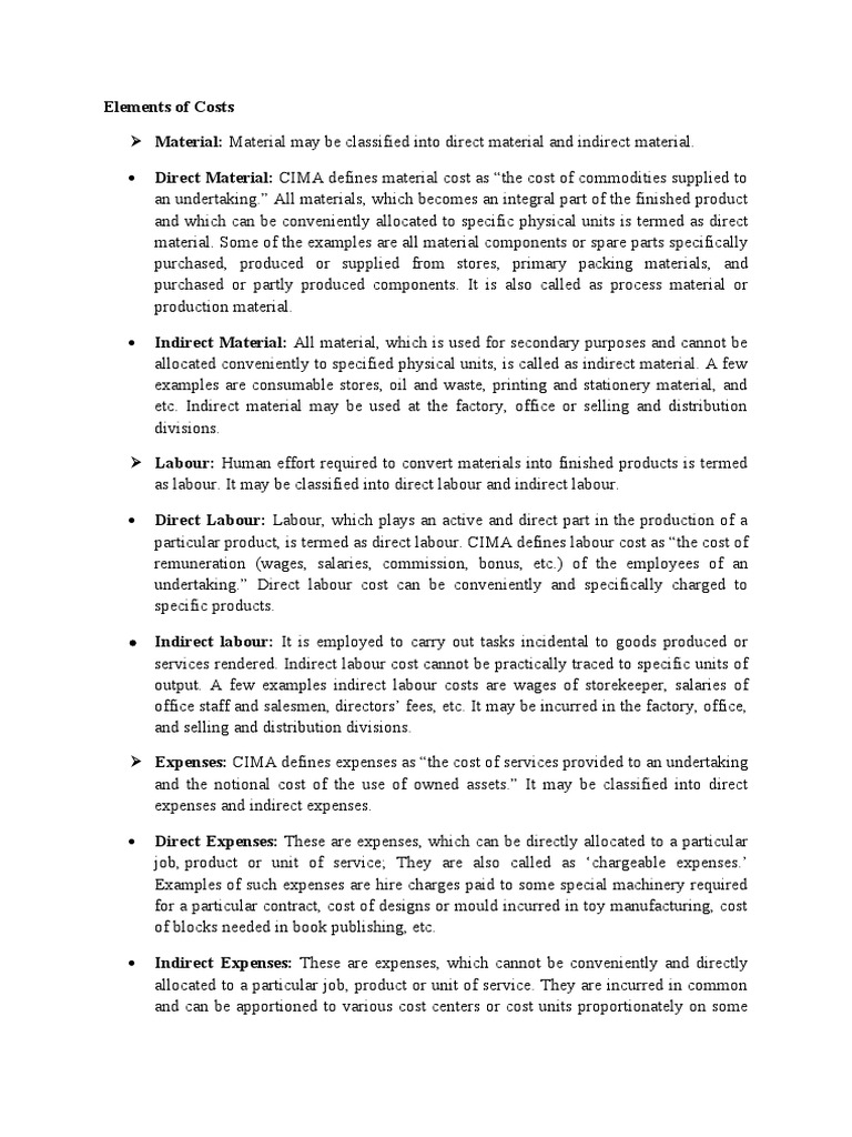 Understanding Cost Elements in Accounting | PDF | Cost | Cost Accounting