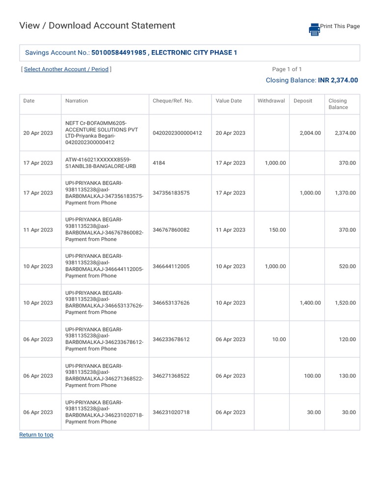 HDFC Account Statement Overview | PDF | Payments | Online Banking