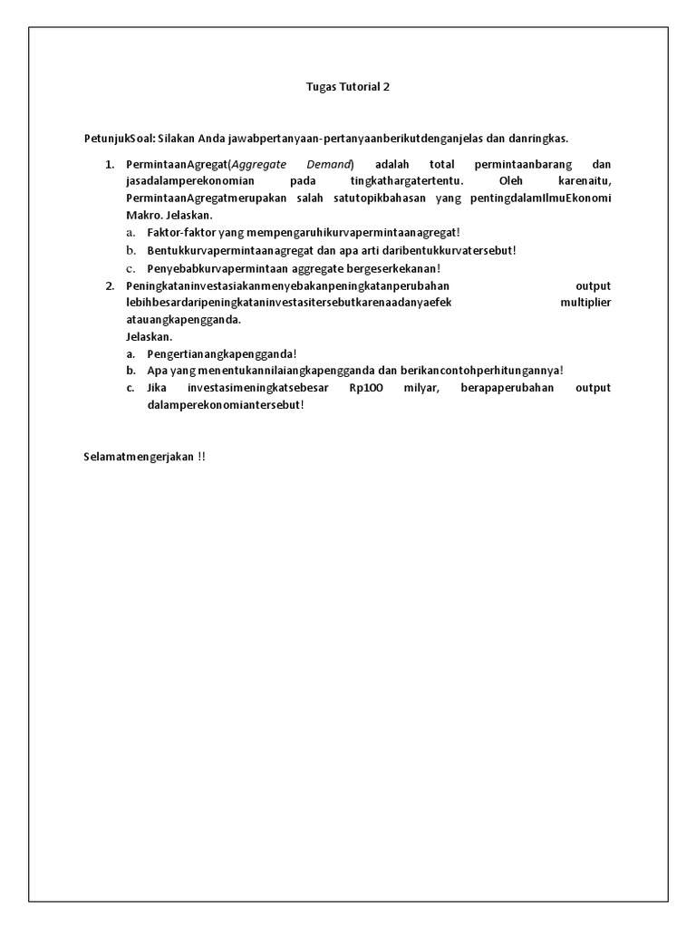 Tugas 2 Pengantar Ekonomi Makro 2 | PDF