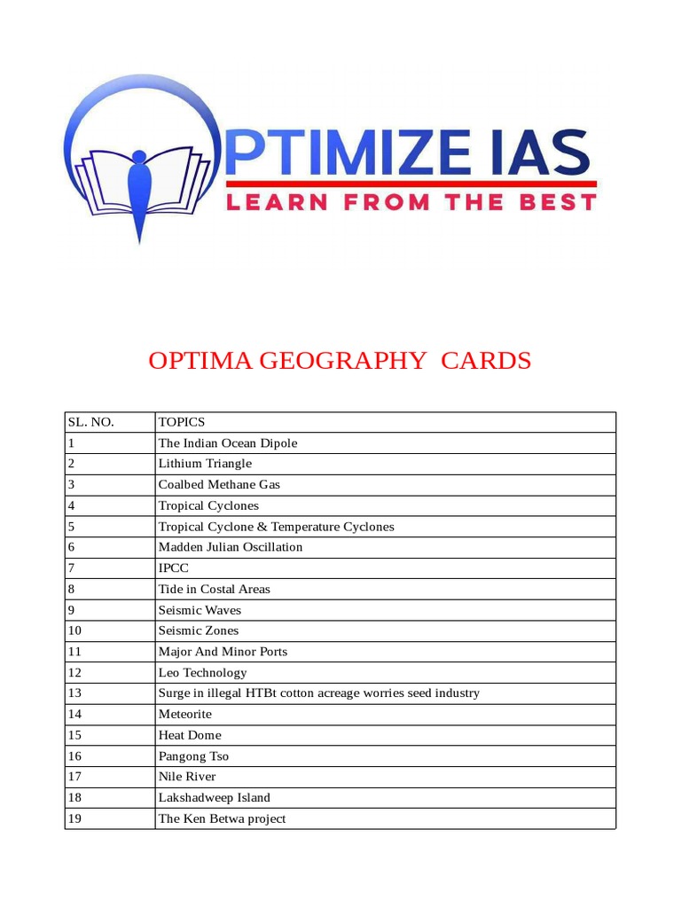 Optima Geography Cards Compilation | PDF