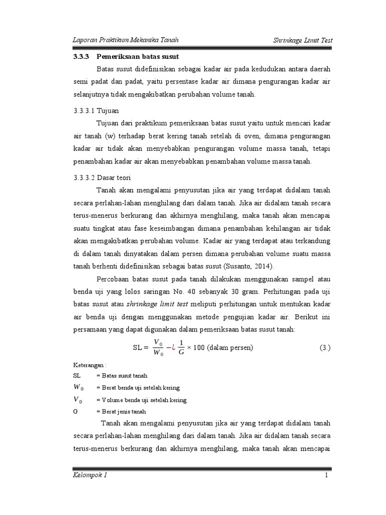 Uji Batas Susut Tanah dengan Casagrande | PDF