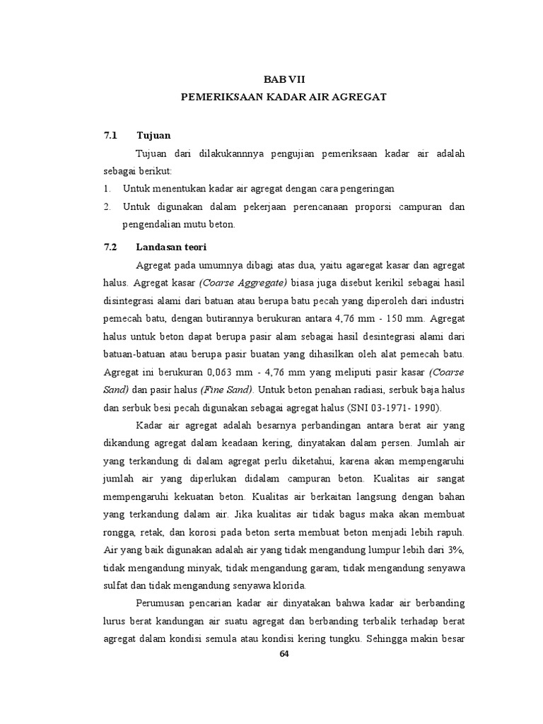 Bab 7 Pemeriksaan Kadar Air-1 | PDF | Teknologi & Rekayasa