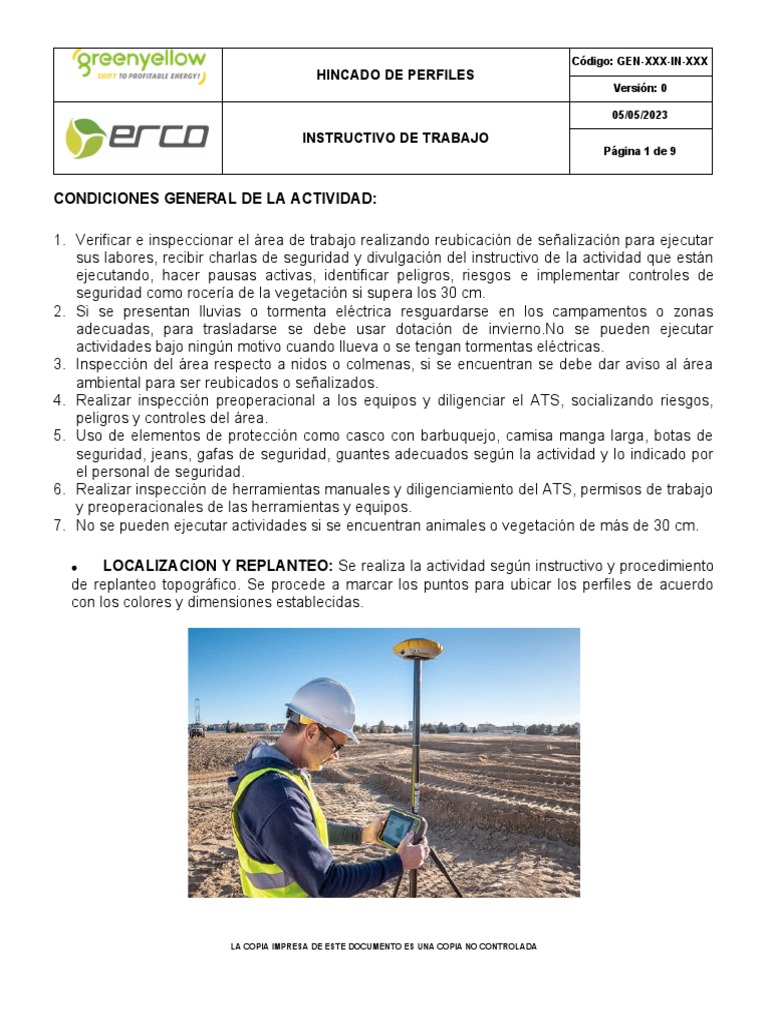 Instructivo para Hincado de Perfiles | PDF