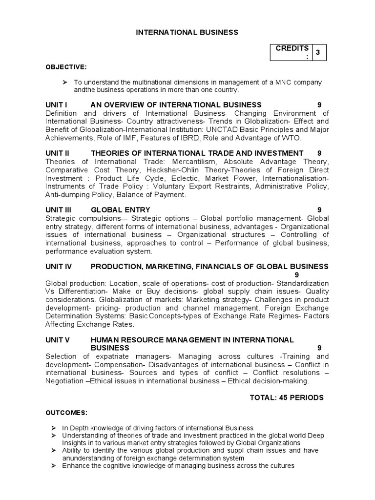 IV-Sem-International Business | PDF | Economies | Business