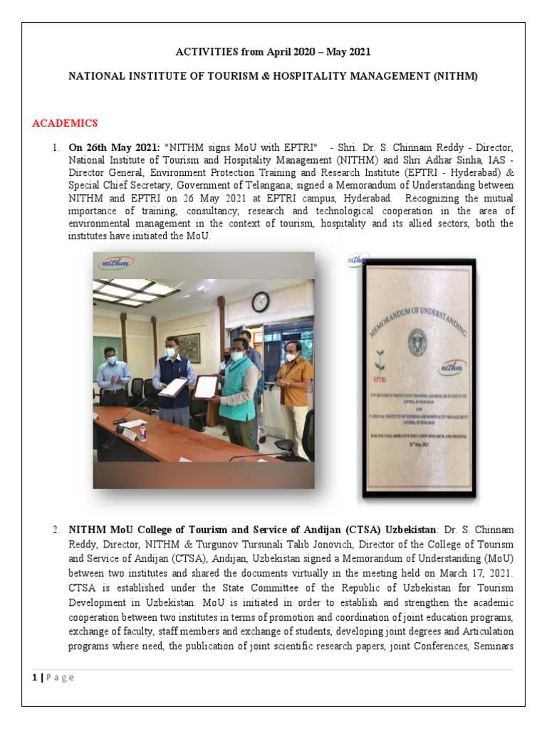 NITHM Activities From Apr 2020-May 2021 | PDF