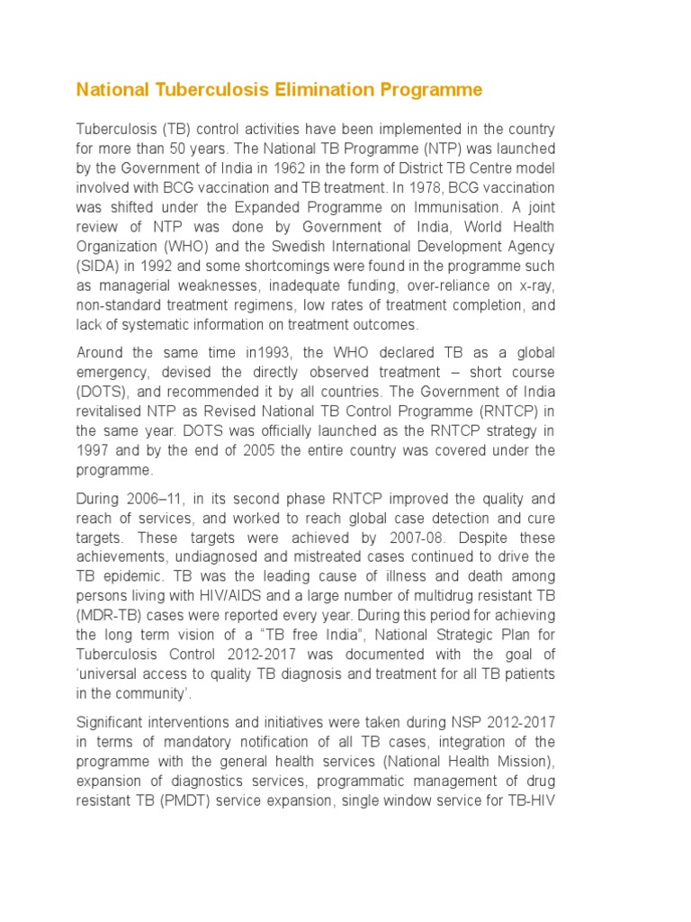 National TB Elimination Strategy 2017-2025 | PDF | Tuberculosis ...