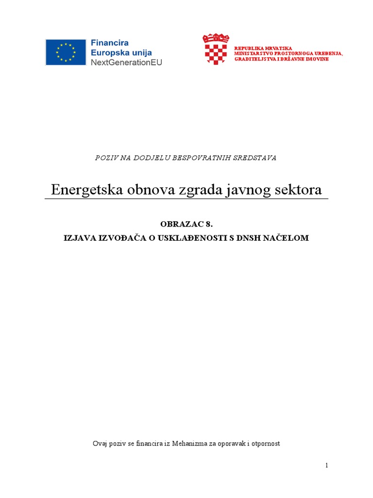 Obrazac 8. DNSH_Izjava izvodaca | PDF