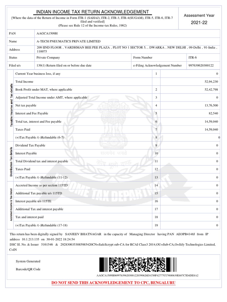 Itr 2021-22 | PDF | Government | Money