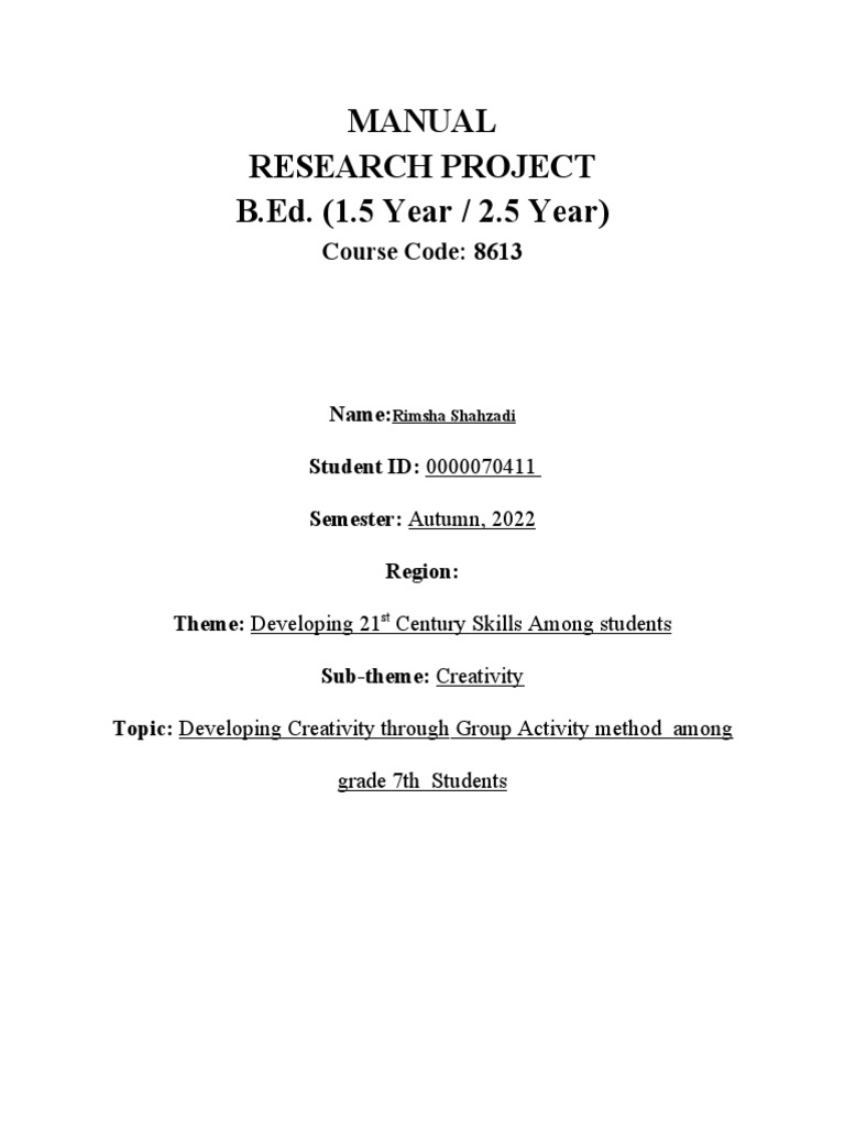 Developing Creativity Through Group Activity Method Among Grade 7th Students | PDF | Creativity ...