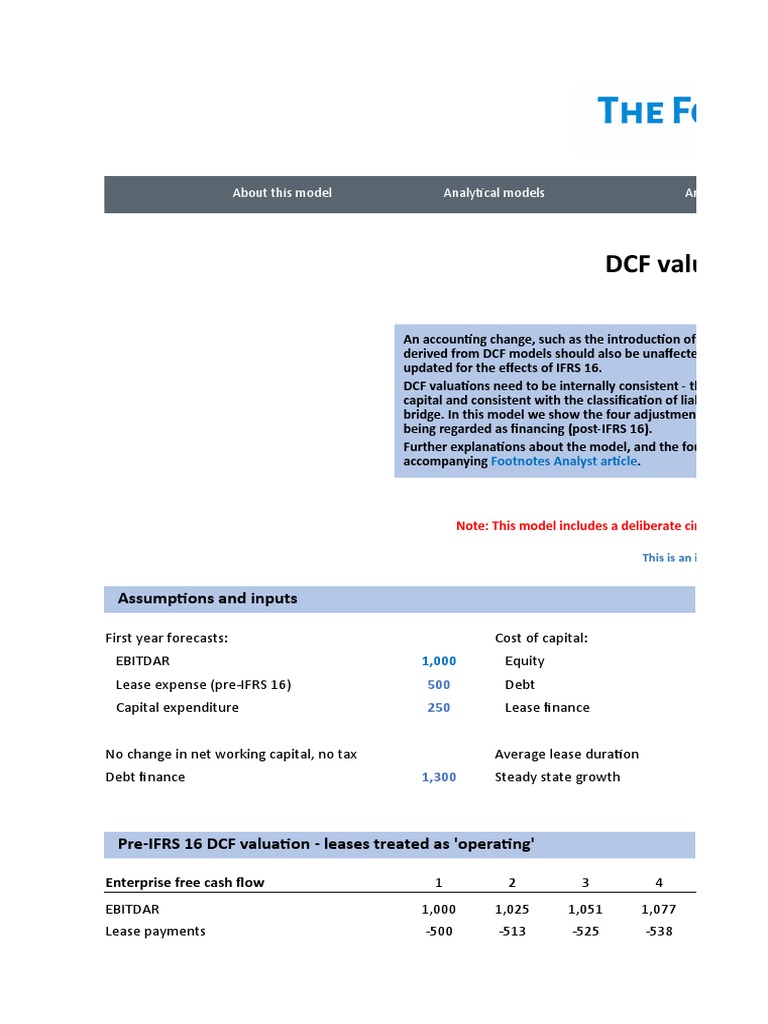 DCF Valuation: Pre & Post IFRS 16 | PDF | Discounted Cash Flow ...