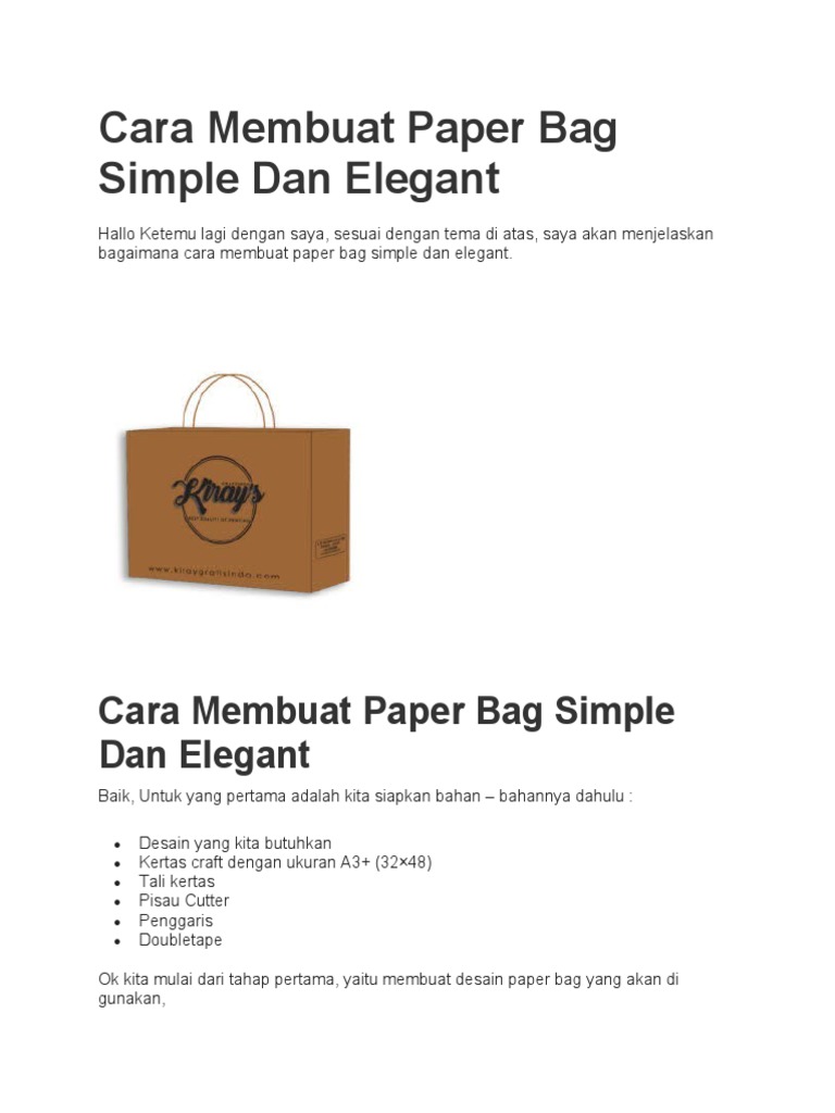 Cara Membuat Paper Bag Simple Dan Elegant | PDF