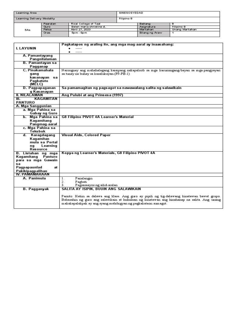 DEMO-lesson Plan | PDF