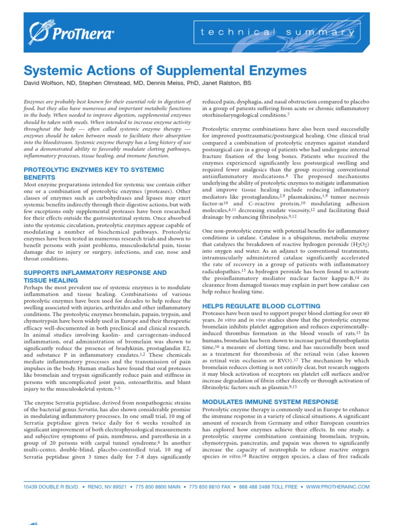 Systemic Enzymes | PDF | Inflammation | Protease