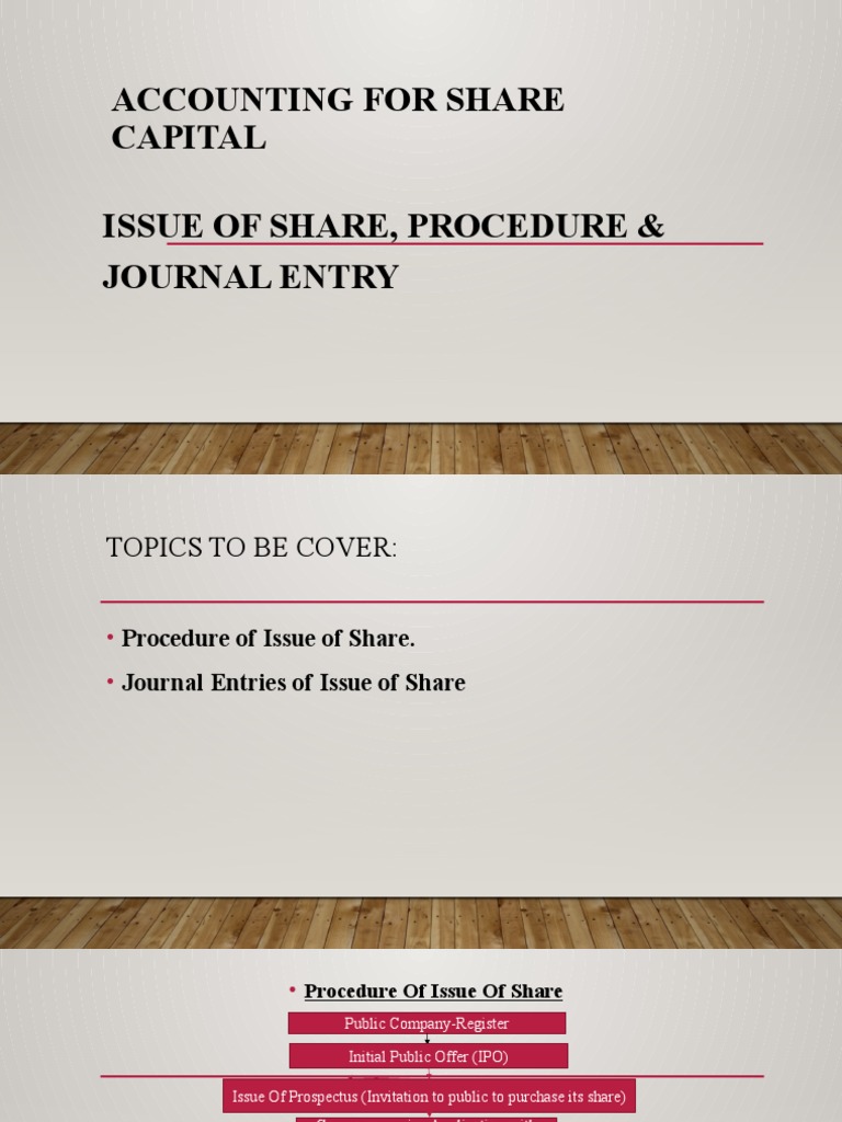 Accounting For Share Capital Issue of Shares Accounting Entries | PDF