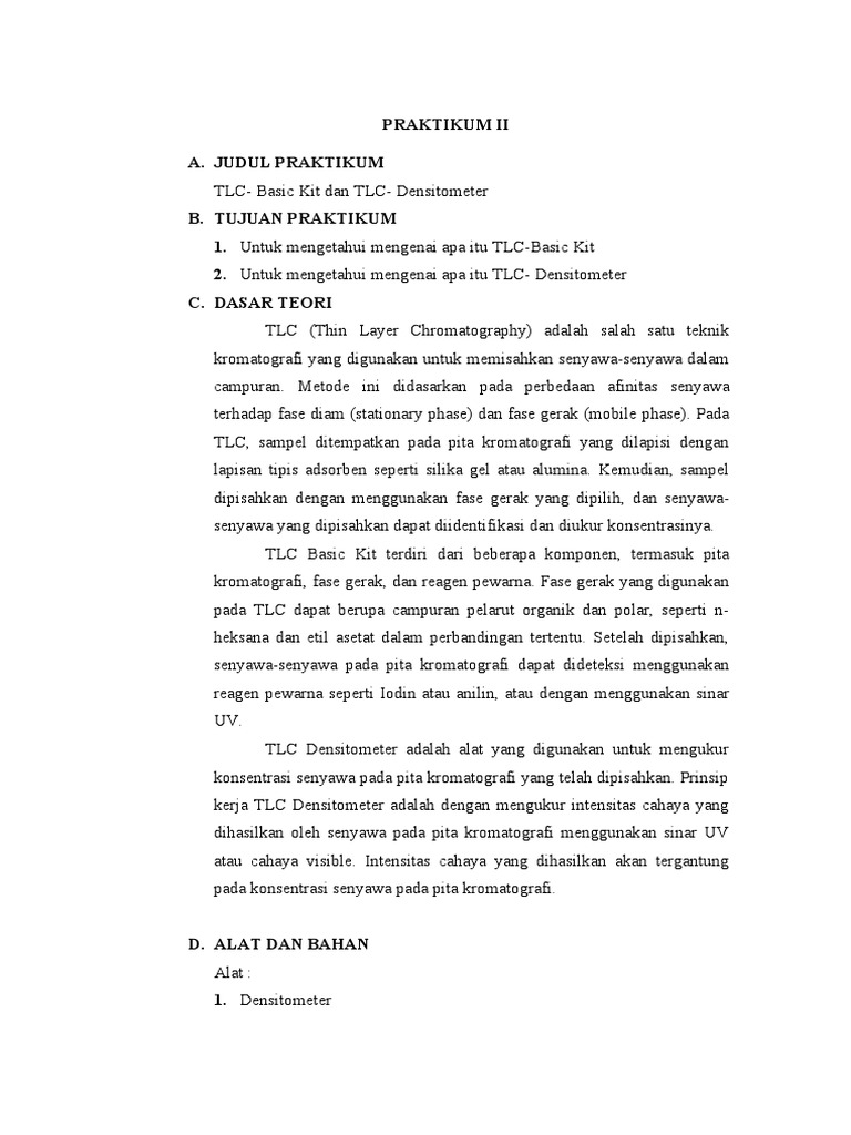 Kelompok 2 - TLC Basic Kit - TLC Densitometer | PDF