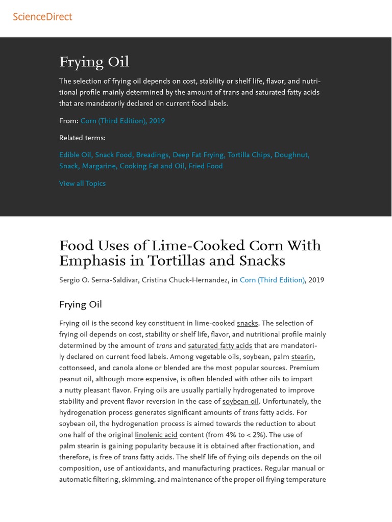 Oil Frying - Technicalreview | PDF | Cooking Oil | Vegetable Oil