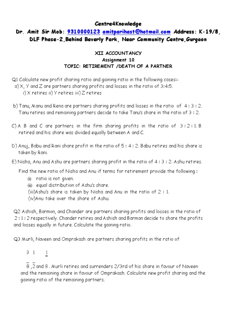 Class 12 CBSE ISC Accountancy Assignment 10 | PDF | Balance Sheet | Goodwill (Accounting)
