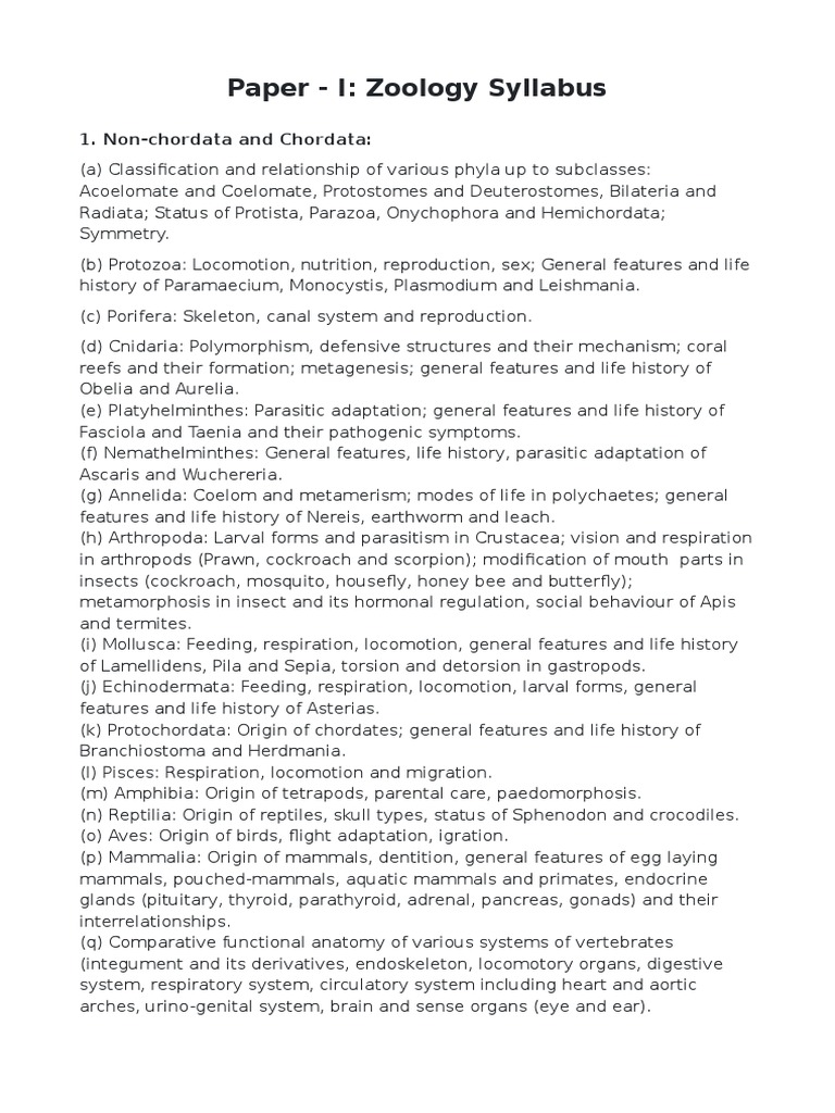 UPSC Zoology Syllabus | Download Free PDF | Evolution | Dna