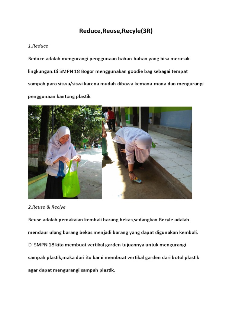 Reduce, Reuse, Recyle (3R) | PDF