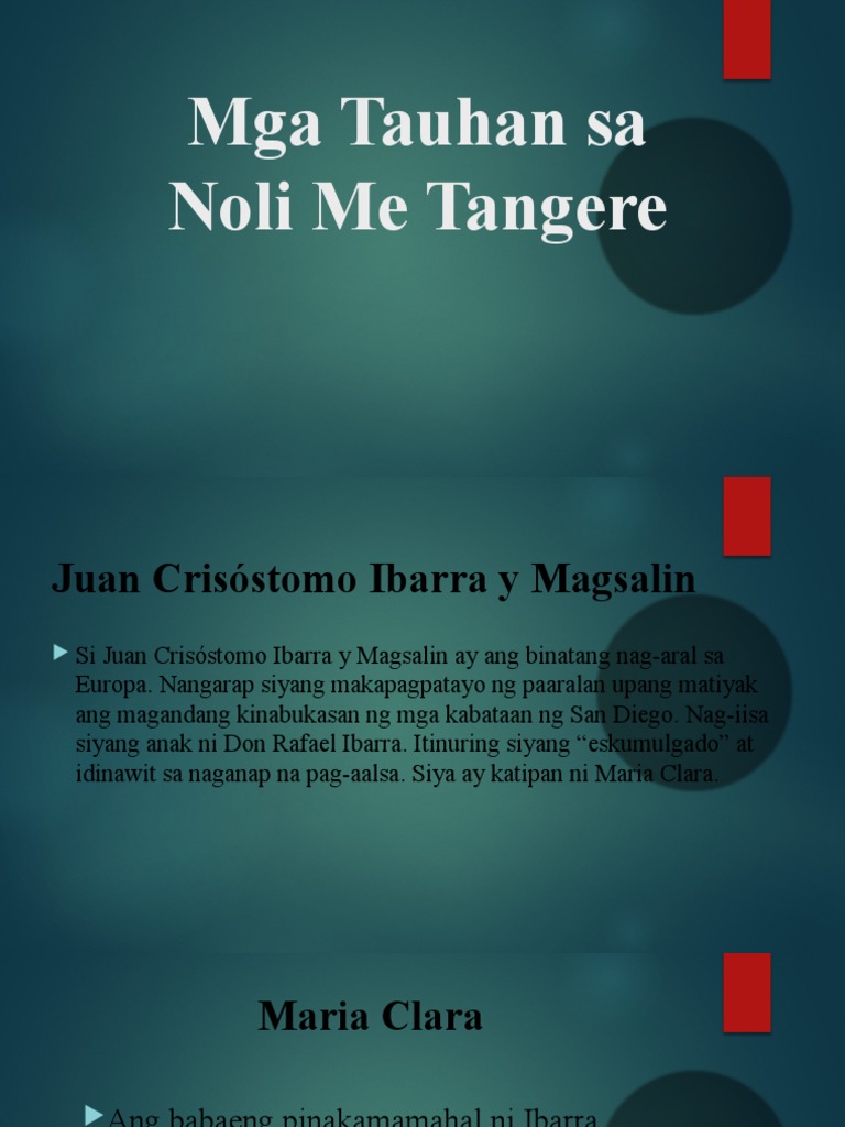 Mga Tauhan Sa Noli Me Tangere | PDF