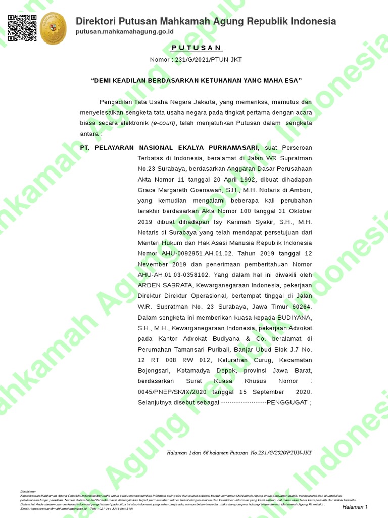 Putusan 231 G 2020 Ptun - JKT 20230527161328 | PDF