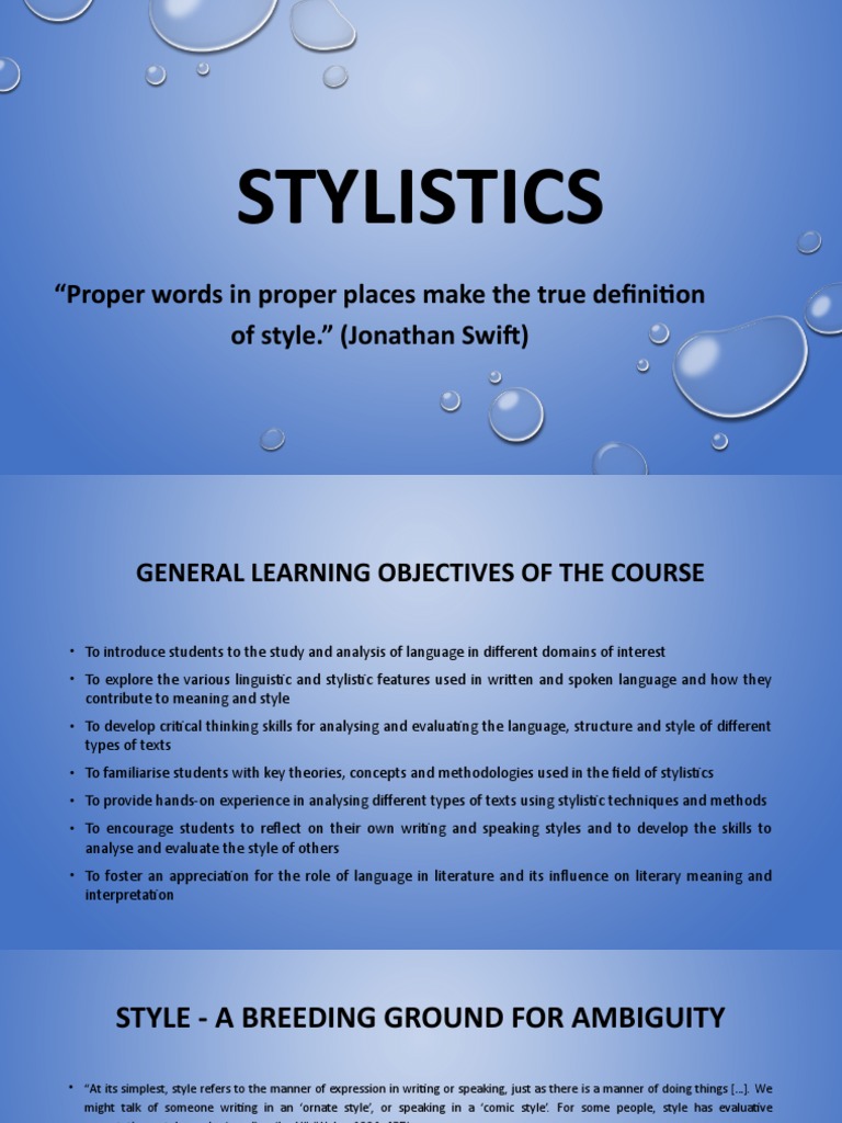 Understanding Stylistics in Language Analysis | PDF | Grammatical Tense ...
