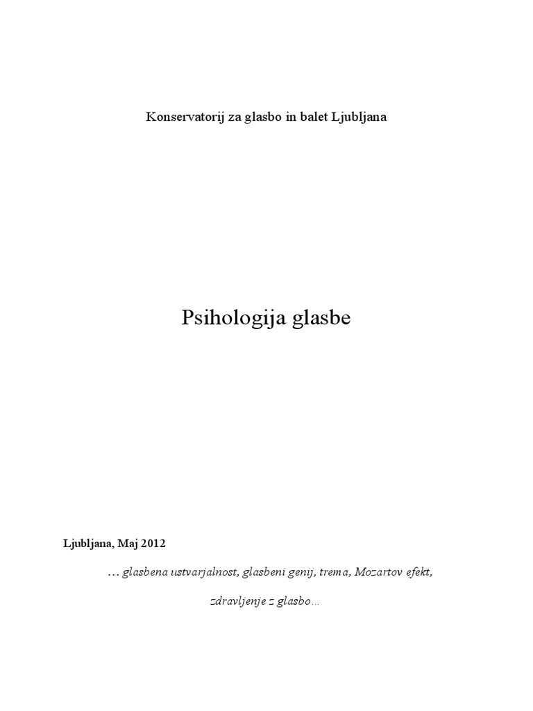 Psi Ref Psihologija Glasbe 01 | PDF