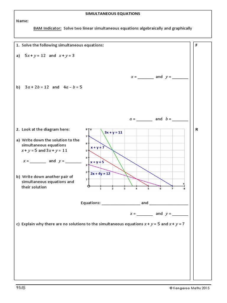 9M5 - Simultaneous Equations | PDF | Equations | Mathematics