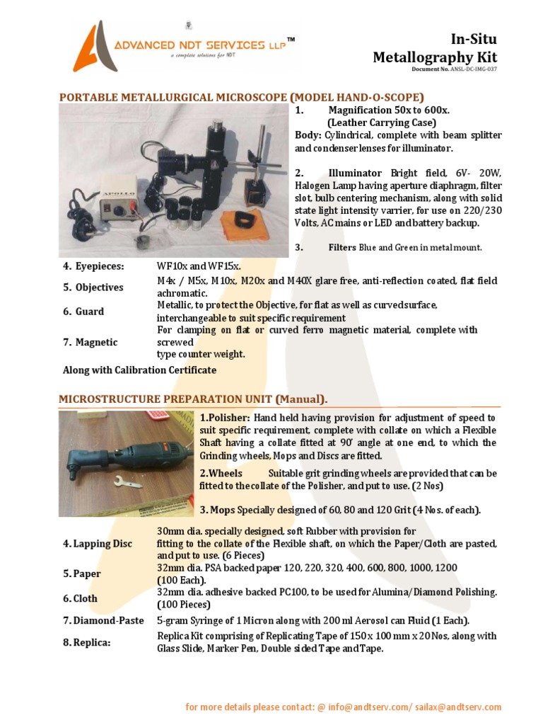 In Situ Metallography Kit Img Kit | PDF | Physical Sciences | Materials
