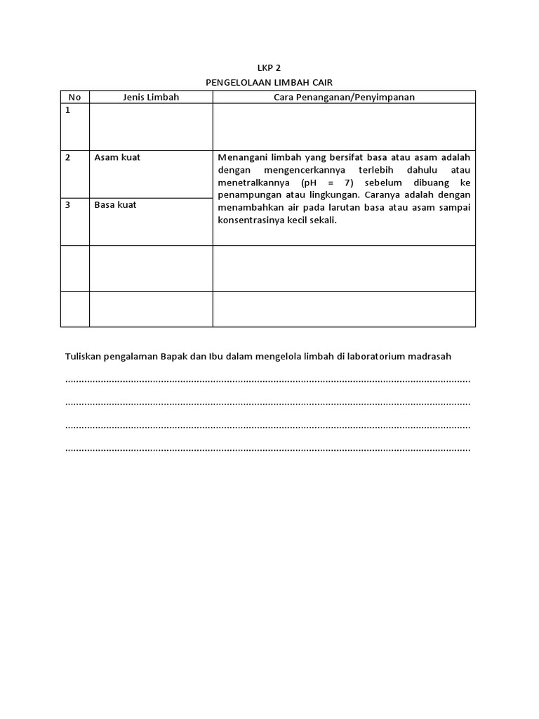 LENIDWISARTIKA - LKP 3 Pengelolaan Limbah | PDF