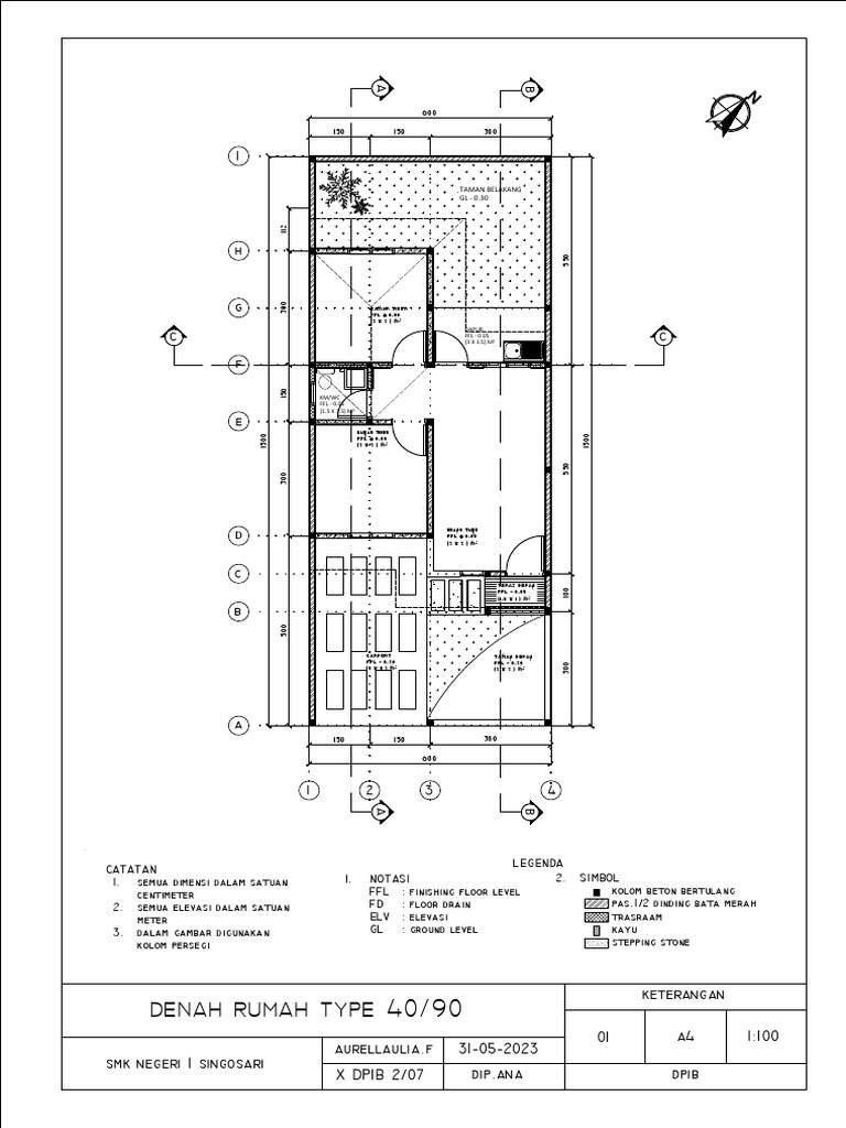 Xdpib2 - 07 - Aurellaulia - Denah Rumah Type 40 90 | PDF