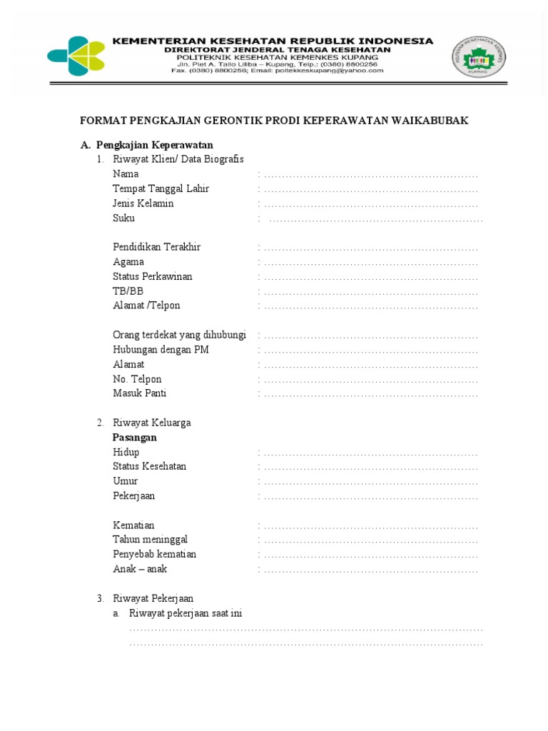 Format Pengkajian Gerontik | PDF