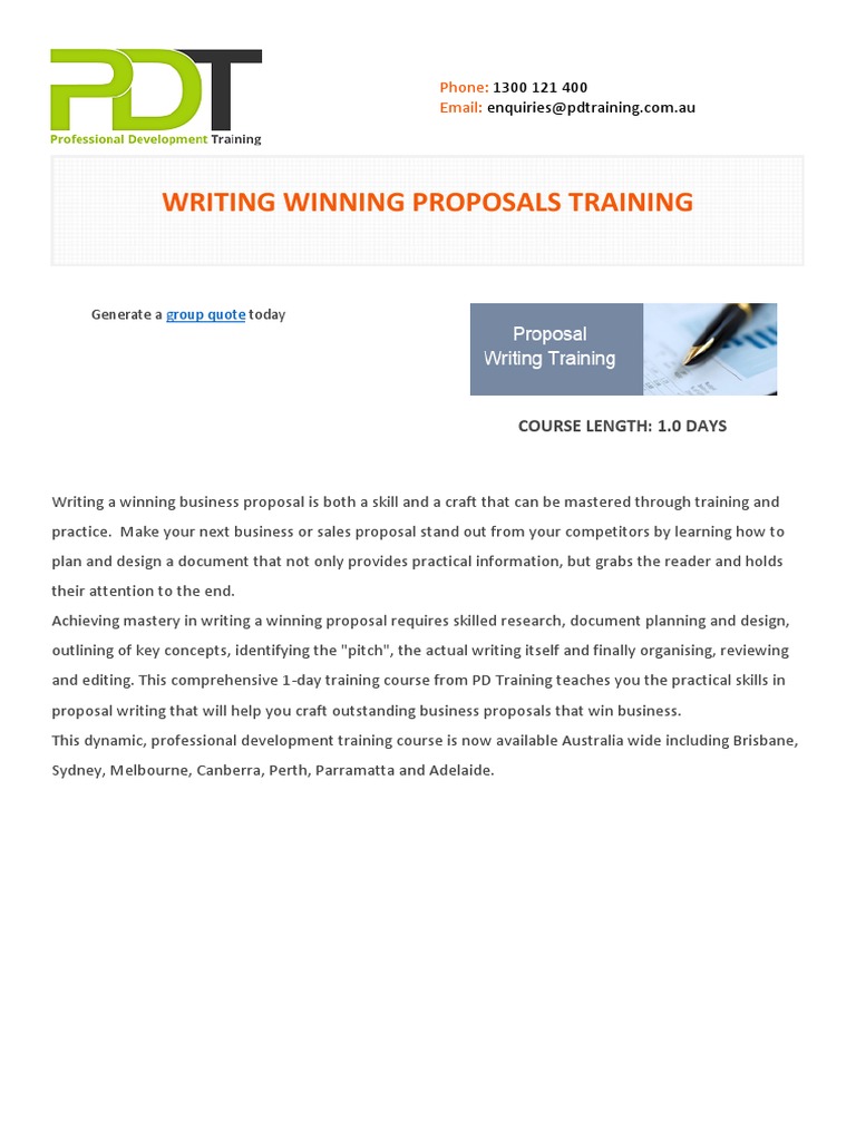 Proposal Writing Training Course Outline | PDF | Proofreading | Learning
