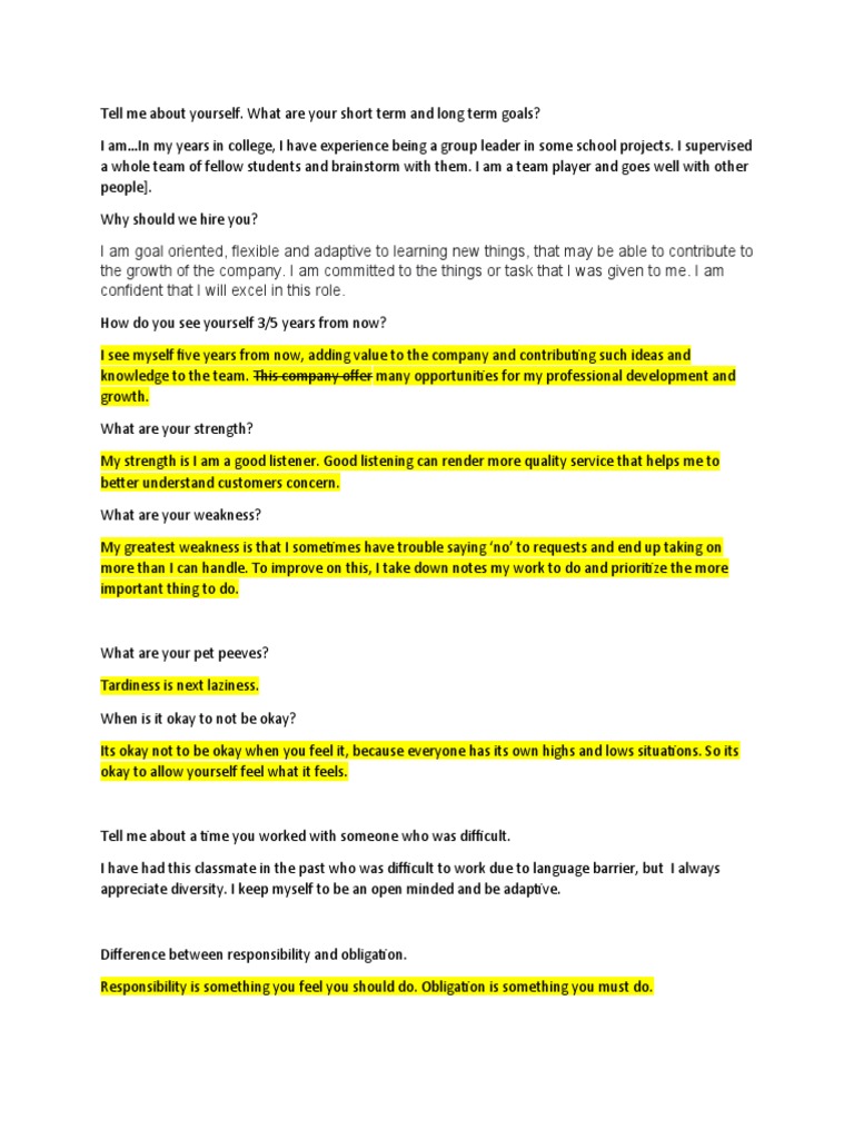 Interview Questions | PDF | Psychology | Cognition