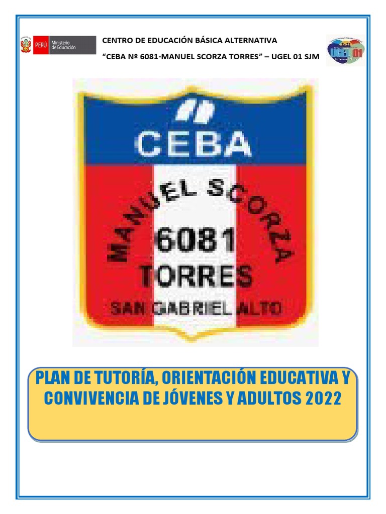 Plan de Tutoría CEBA 6081 Manuel Scorza | PDF | Aprendizaje ...