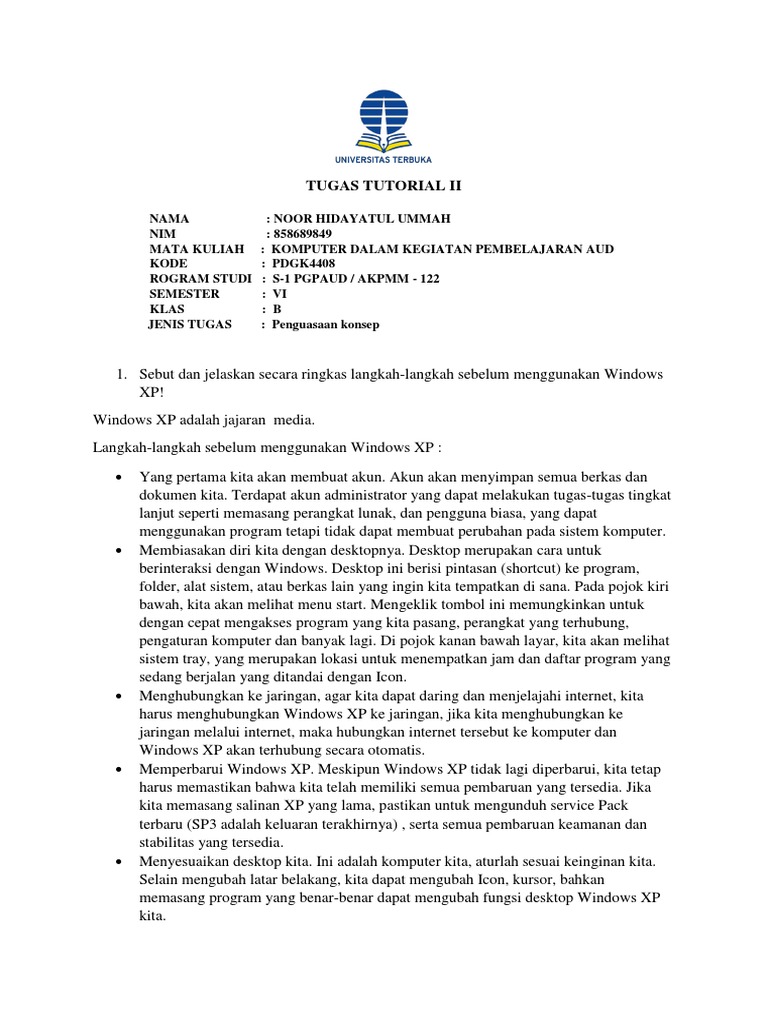 Tt2 - Komputer Dalam Keg Pembelajaran Aud - Noor Hidayatul Ummah - 858689849 | PDF | Karier ...